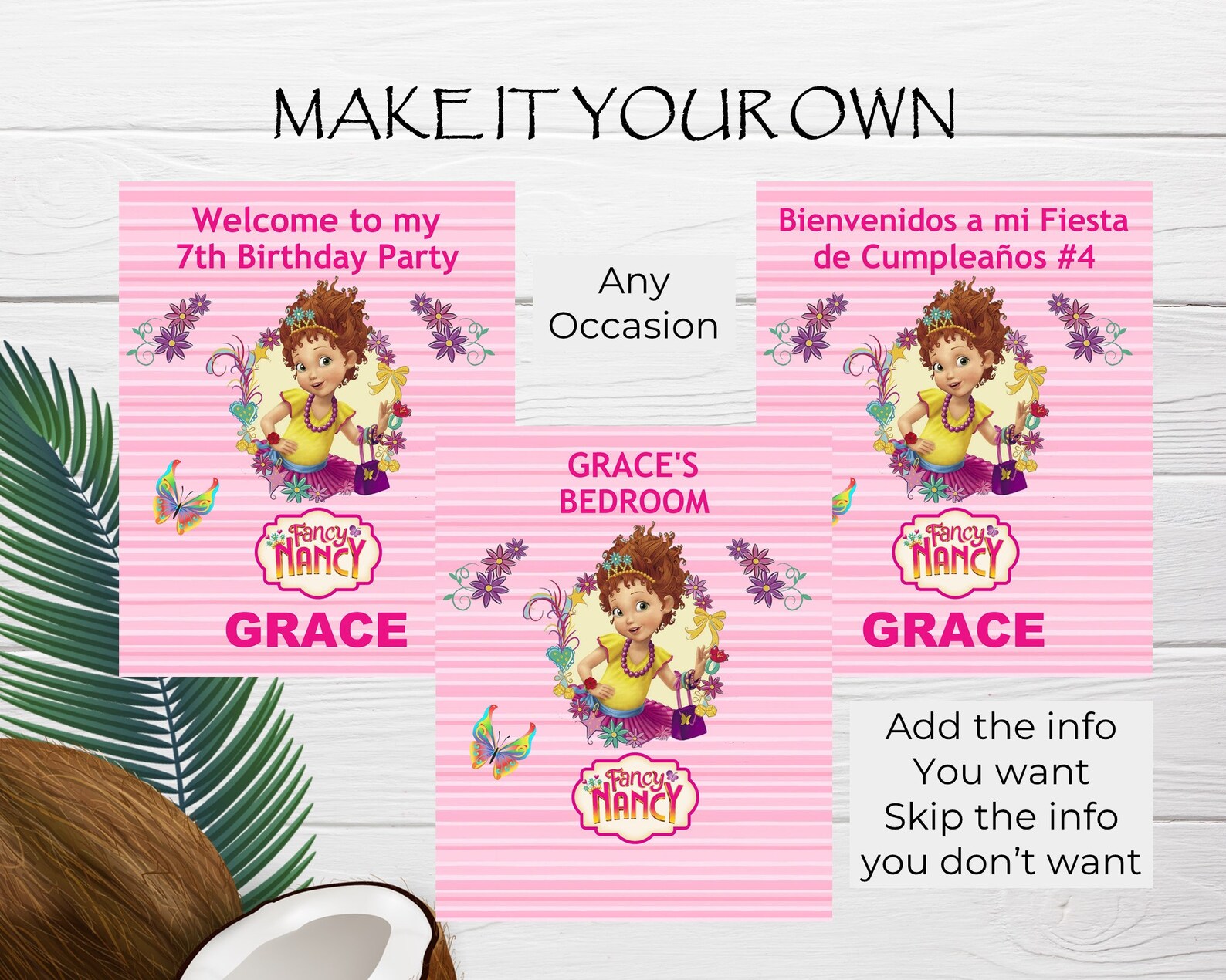 Fancy Nancy Welcome Sign Party Decoration Editable Digital - Etsy