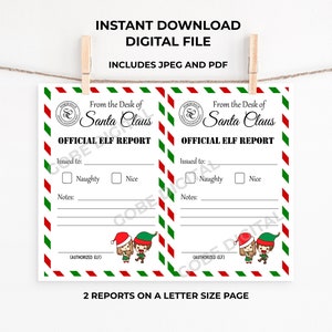 Santa's Official Elf Report for Naughty or Nice Behavior. Elf Report ...