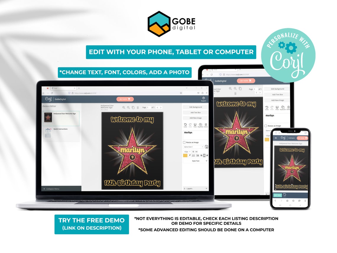 Hollywood Music Star Glitter Welcome Sign Poster 16x20. - Etsy