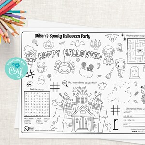 Halloween Activity Sheet. Halloween Placemat. Halloween Coloring Page ...