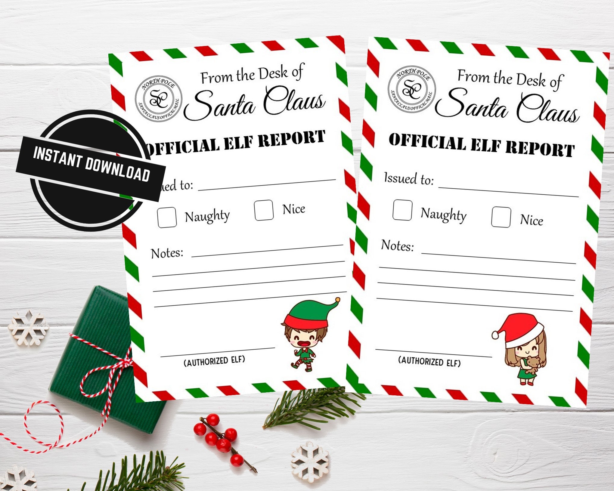 Paper EDITABLE Elf Report Card Elf Santa Naughty Or Nice Report Elf ...