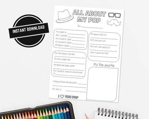 All About My Pop Printable Father's Day Activity About - Etsy