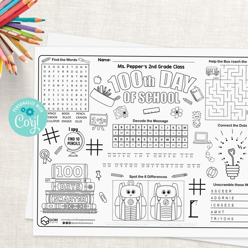 100th Day of School - Etsy