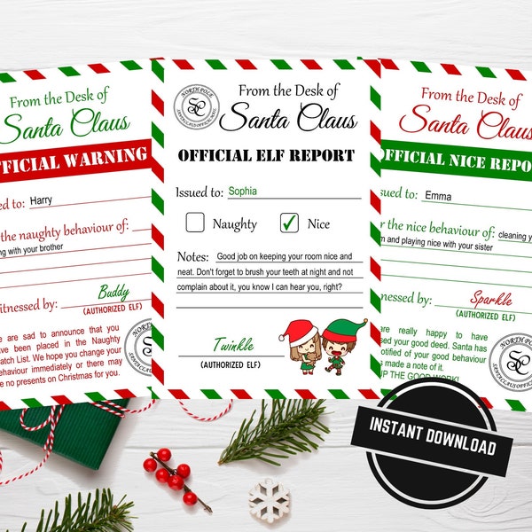 Elf Report Card - Etsy