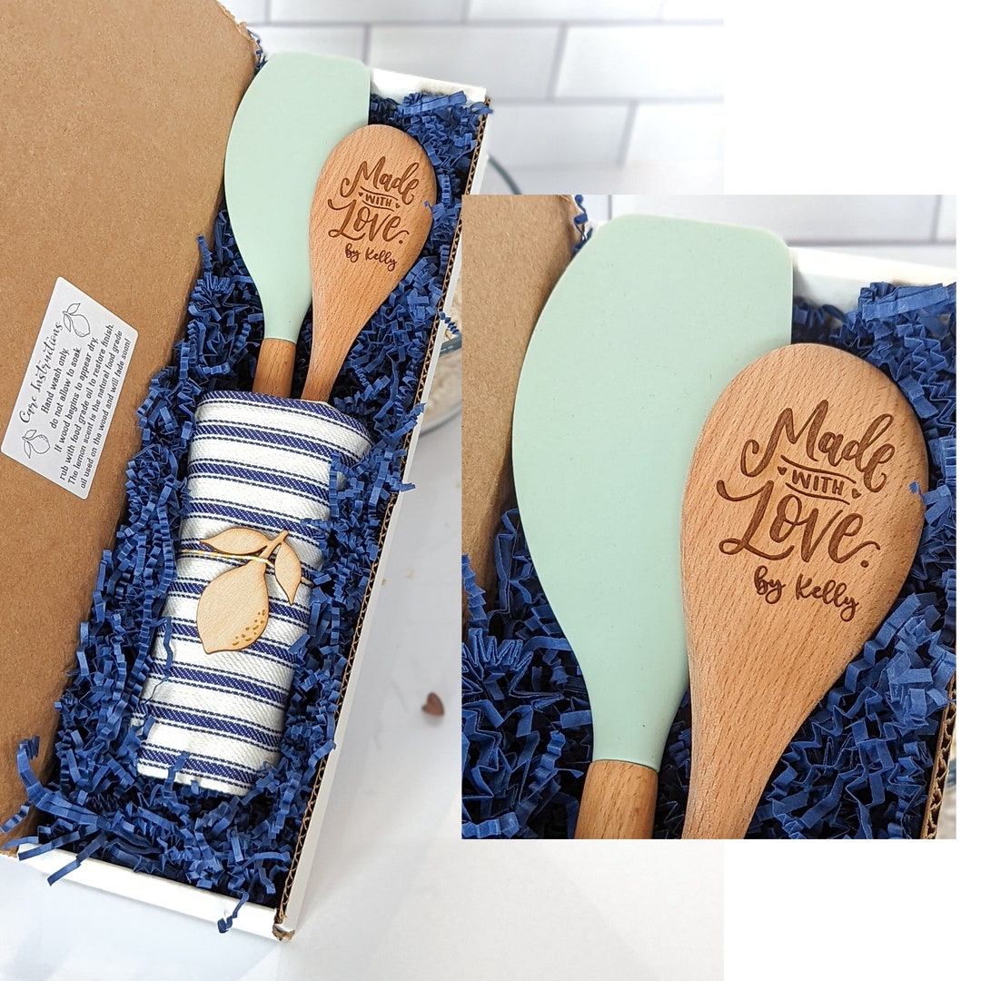 Personalized Baking Gift Box: Engraved Beechwood Spoon & Spatula ...