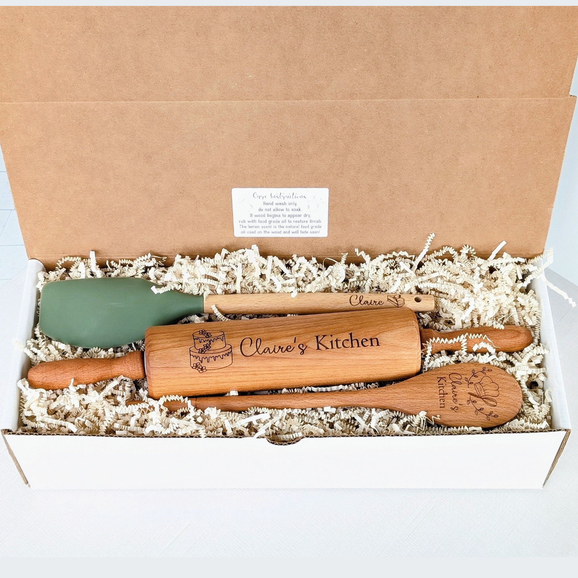 Personalized Baking Gift Set: Engraved Rolling Pin for Bakers, Mothers ...
