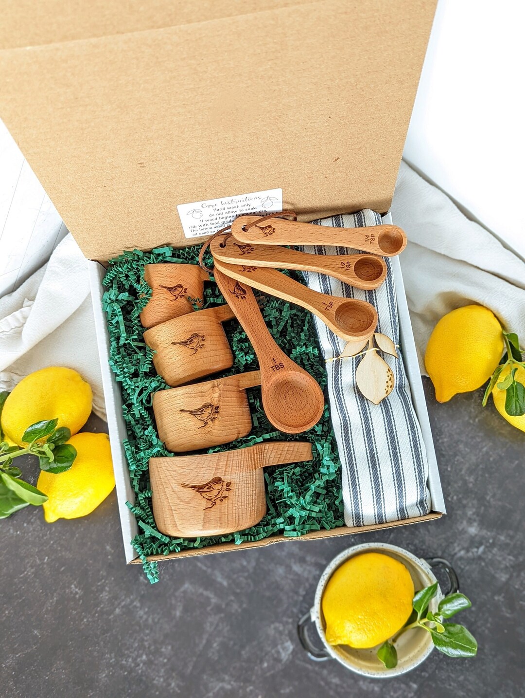 Housewarming Gift Basket, New Home Gift Box, Wooden Measuring Cups ...