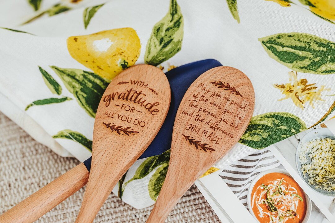 Employee Appreciation Gift: Laser Engraved Beechwood Cooking Utensils ...