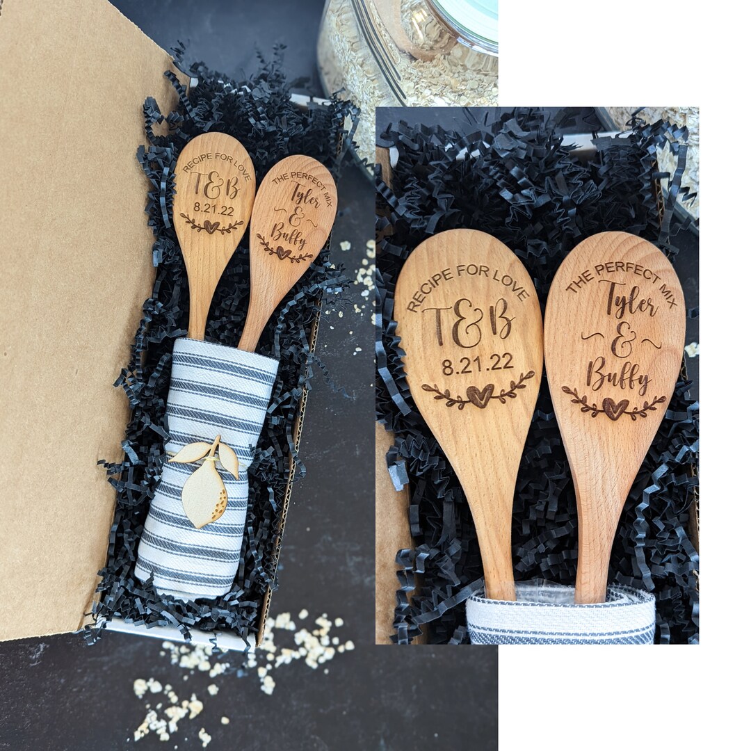 Personalized Beechwood Spoon Set: Engagement Gift Box - Etsy