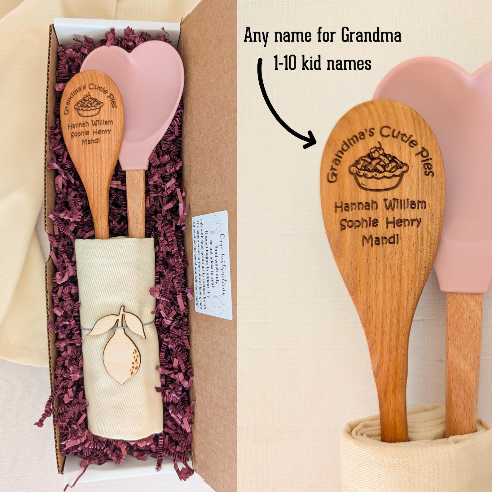 Personalized Grandma Baking Gift Set: Engraved Spoon & Spatula Mothers ...