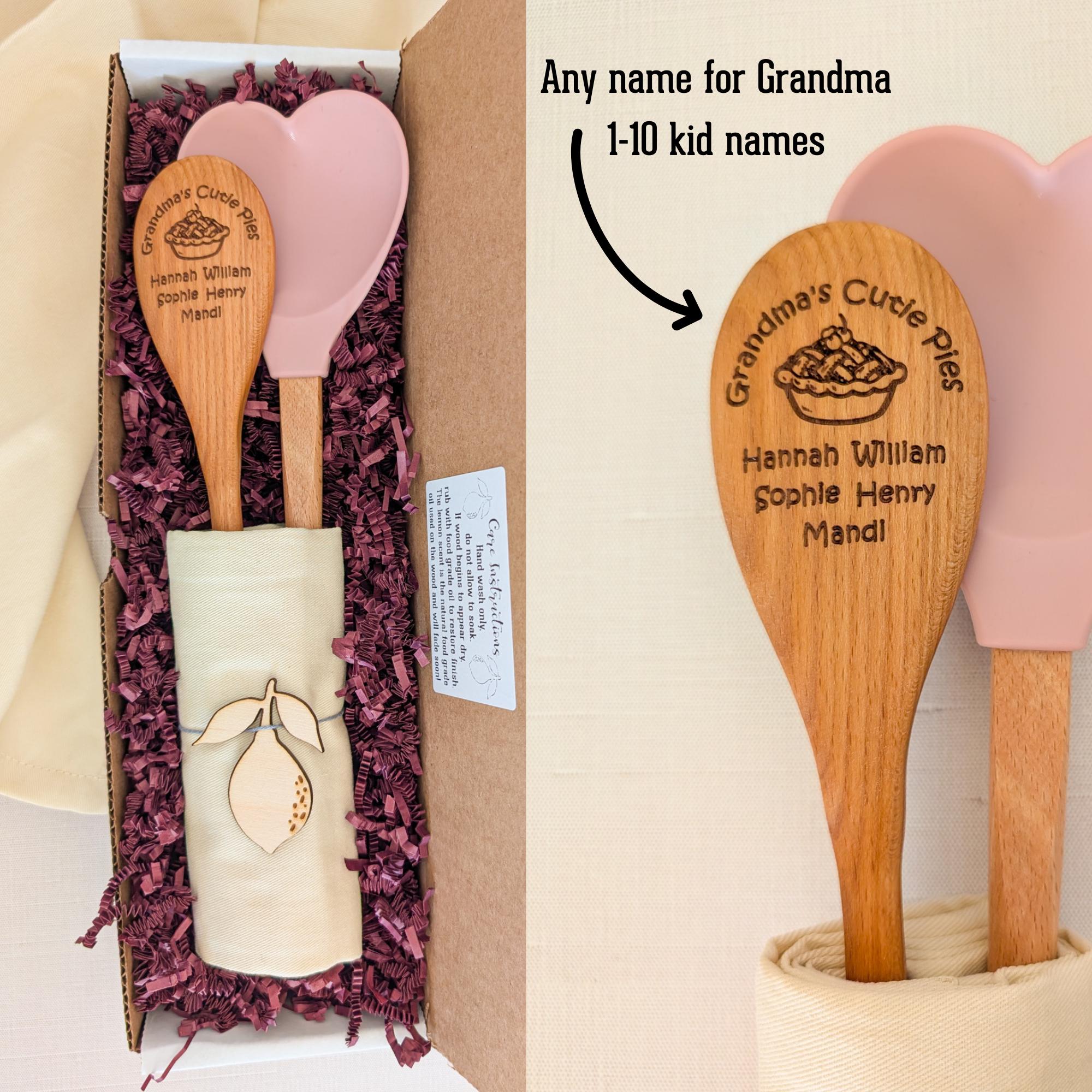 Personalized Grandma Baking Gift Set: Engraved Spoon & Spatula Mothers ...