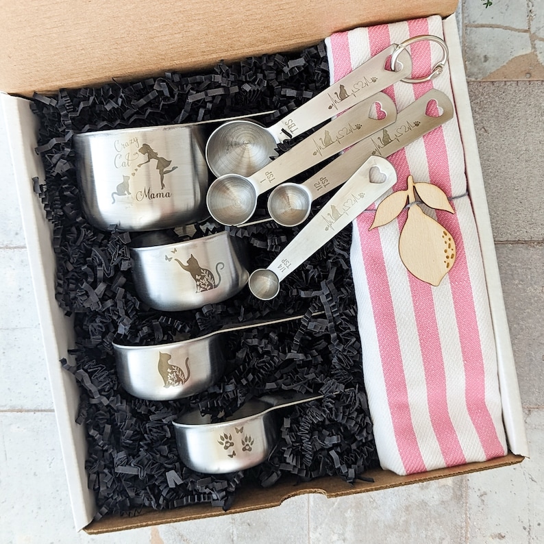 Cat Lover Gift Set: Stainless Steel Measuring Cups & Spoons - Etsy