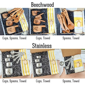 Sunflower Baking Gift Box: Wood Measuring Cups & Spoons Set - Etsy