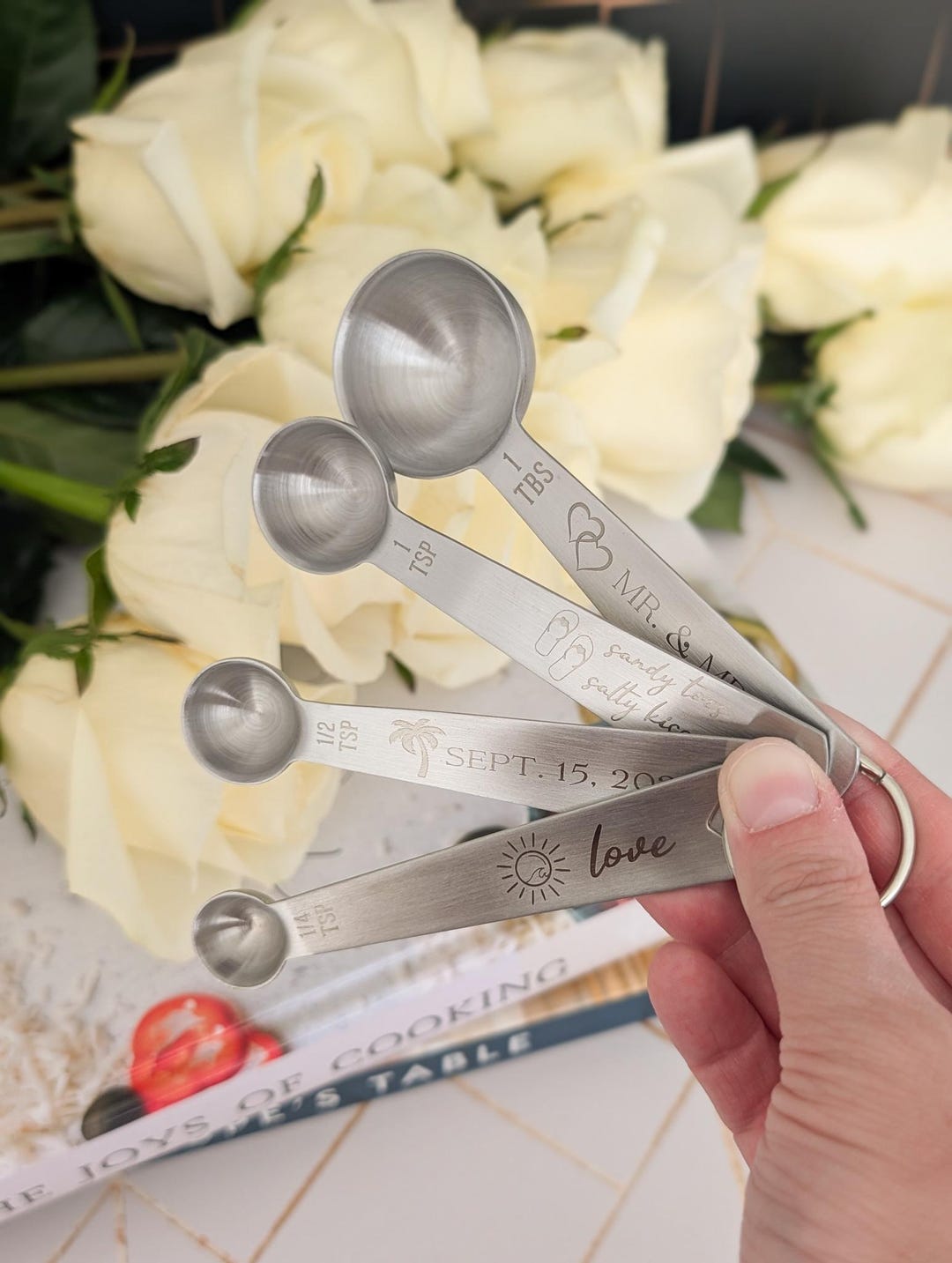 Beach Measuring Spoons Bridal Shower Gift, Personalized Kitchen Baking ...