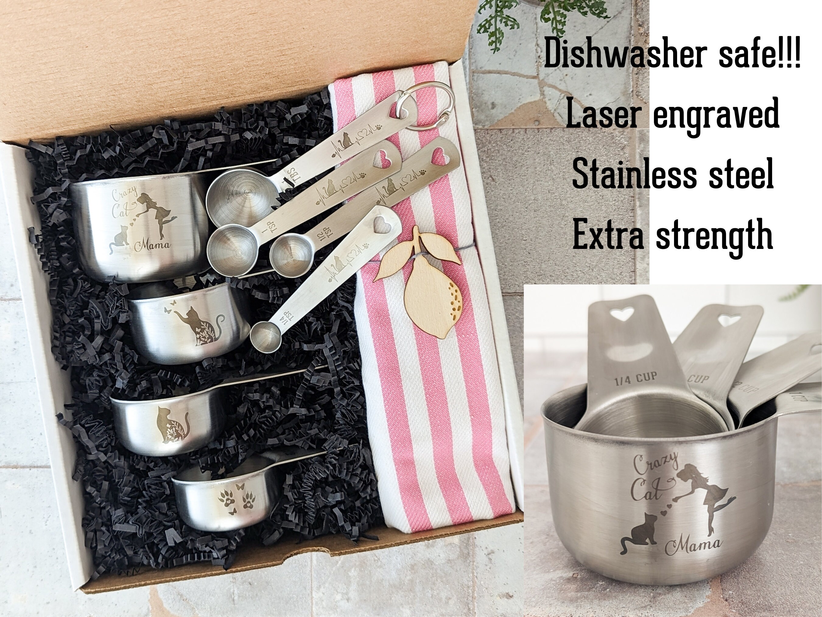 Cat Lover Gift Set: Stainless Steel Measuring Cups & Spoons - Etsy
