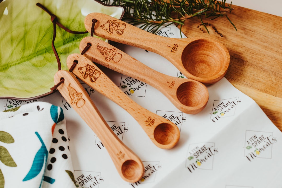 Measuring Spoons With Mushroom and Gnomes Laser Engraved, Kitchen ...