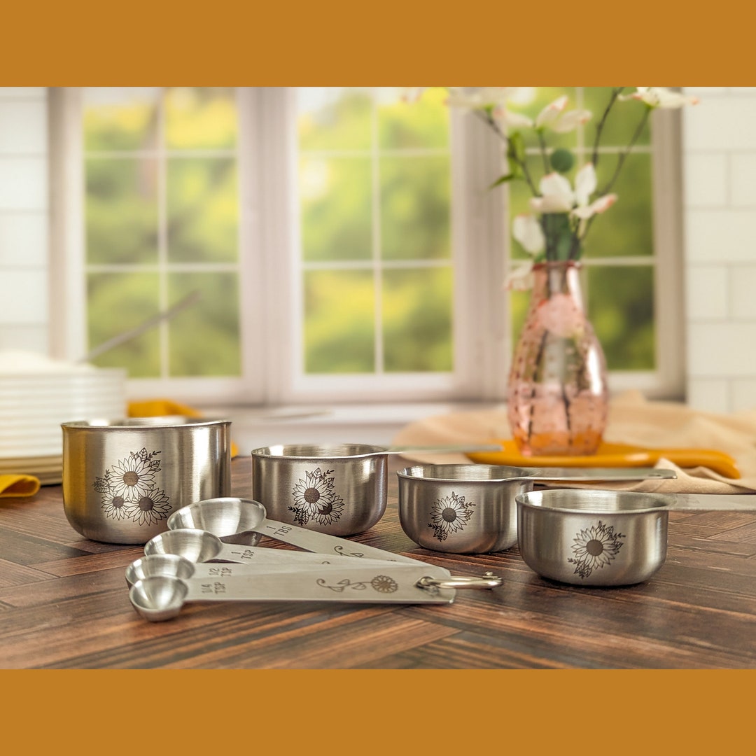 Sunflower Stainless Steel Measuring Cups and Spoons: Personalized ...