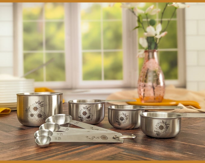 Vintage Measuring Cups by Ecko USA, Tab Handle Nesting, 1 Cup 1/2 Cup 1 ...