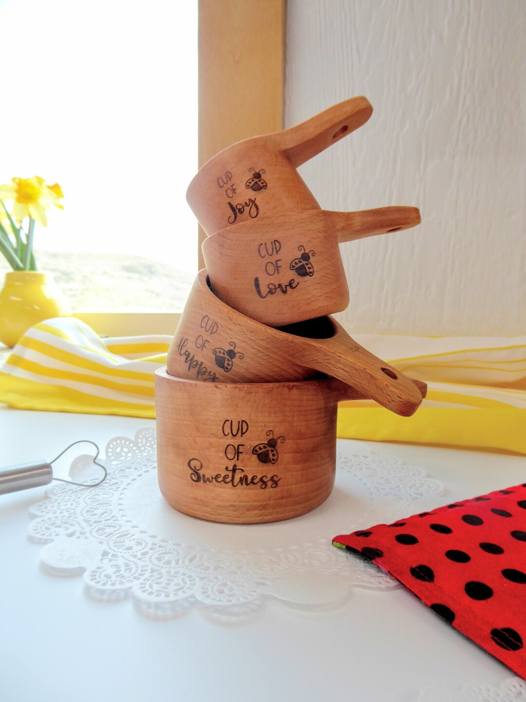 Wooden Measuring Cups, Measuring Spoons, Baking Gifts, Cooking Gift ...