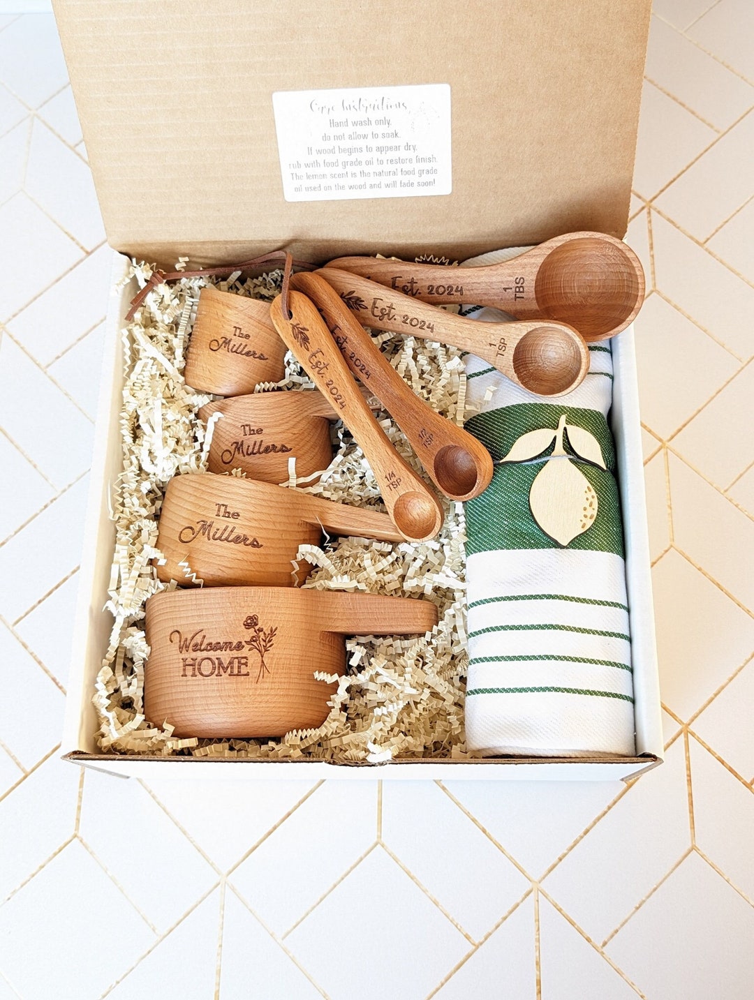 Engraved Beechwood Measuring Cups and Spoons Baking Gift Set ...