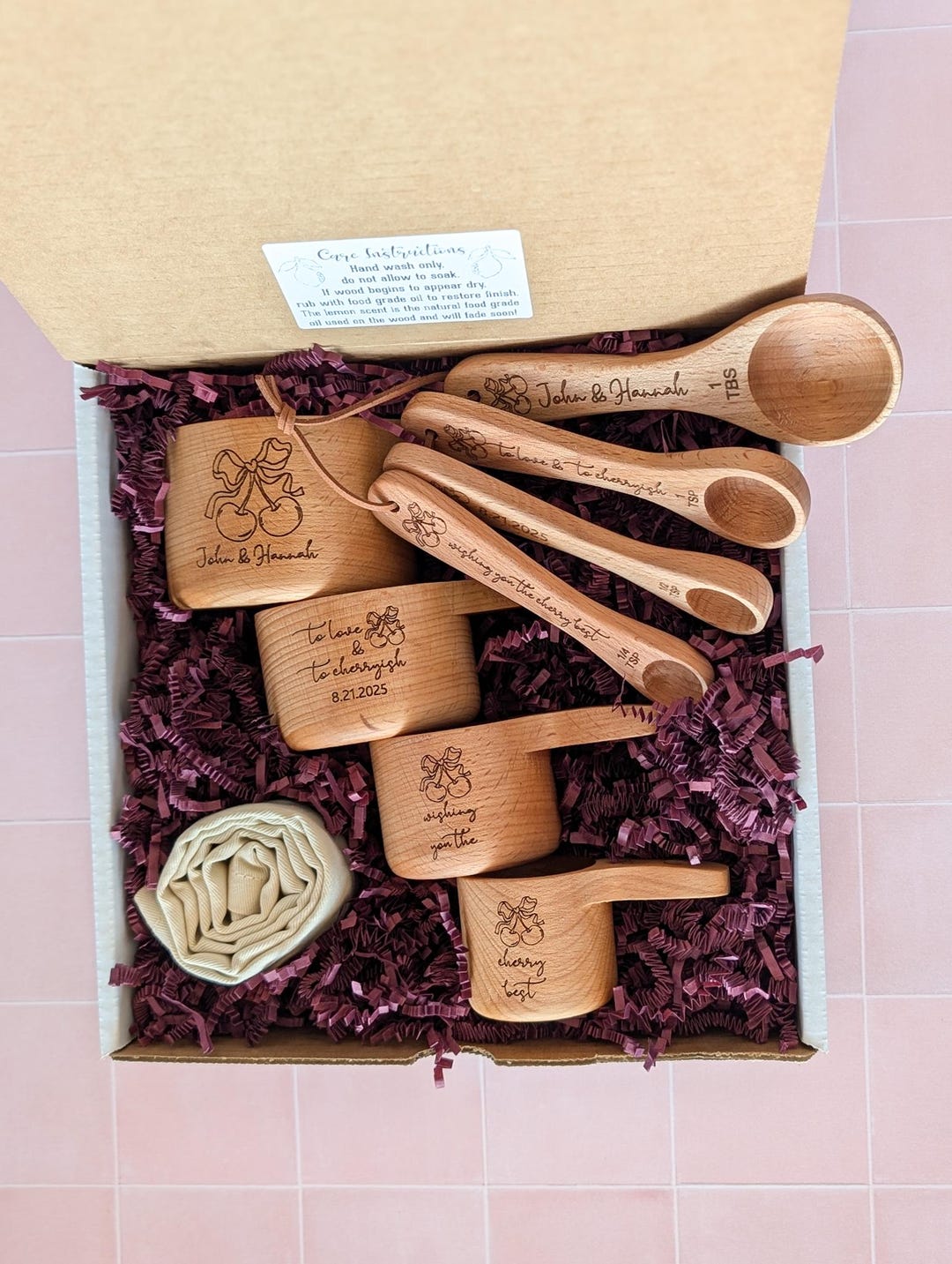 Wedding Gift Box, Cherry Measuring Cups and Spoons, Personalized Gift ...