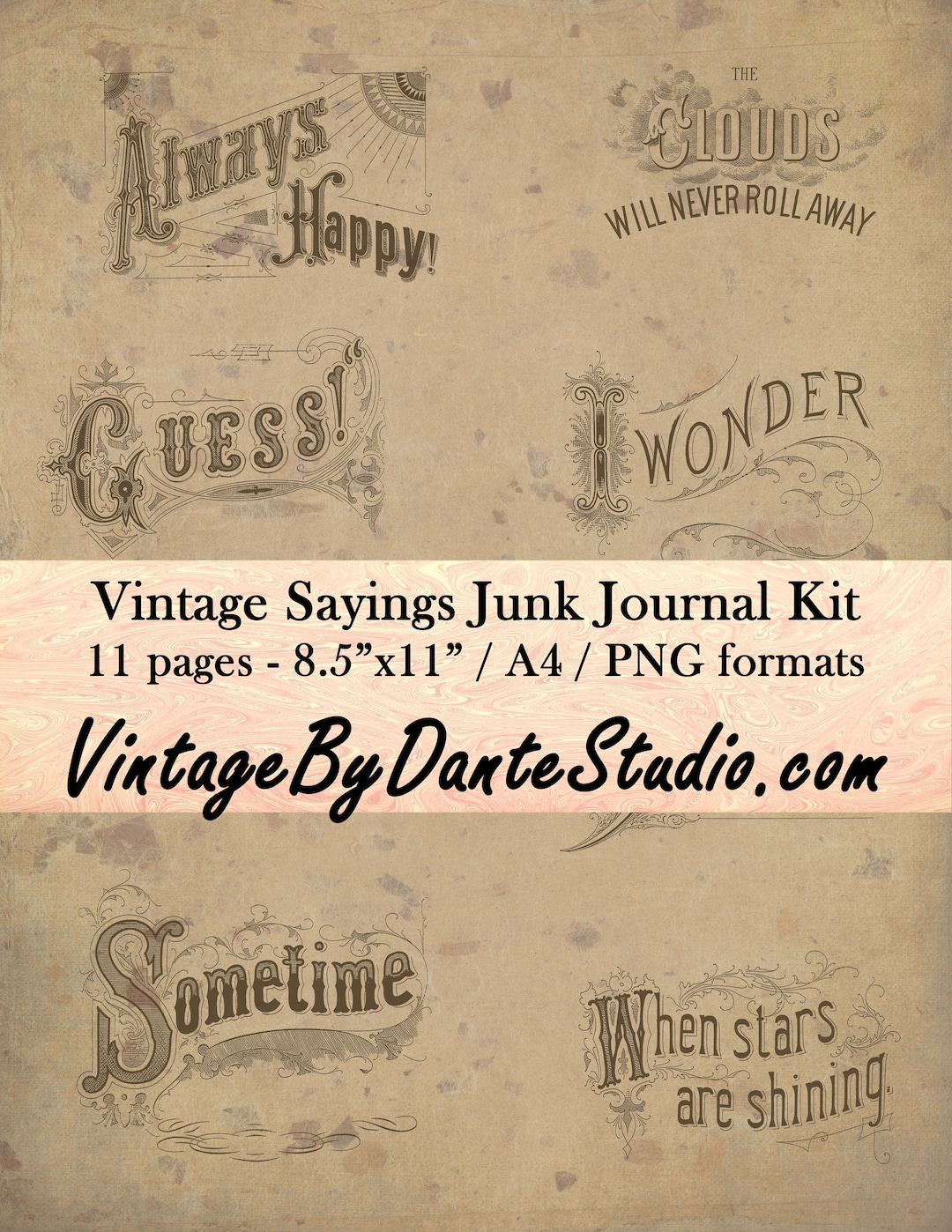 Vintage Sayings Junk Journal Kit DIGITAL DOWNLOAD #530 - Etsy