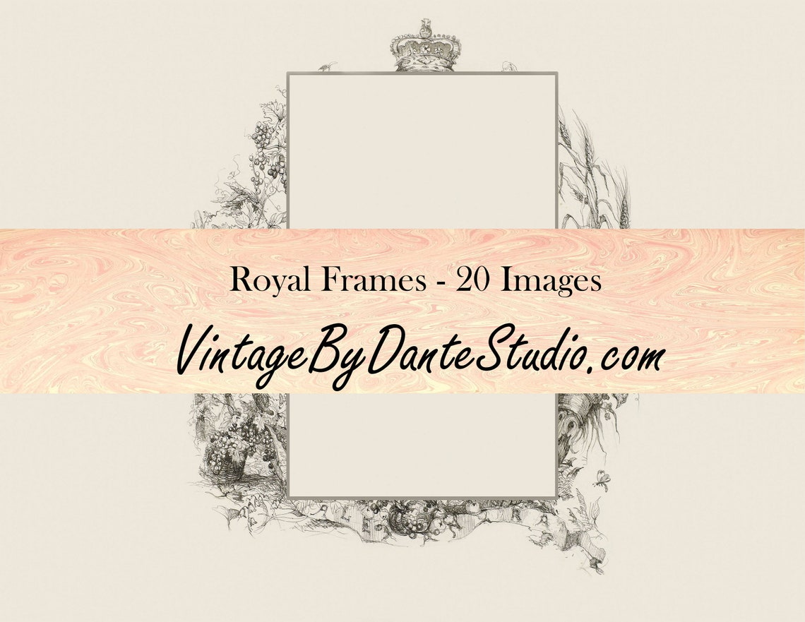 Royal Frames 20 Images DIGITAL DOWNLOADS Fine Detail India Ink Drawn ...