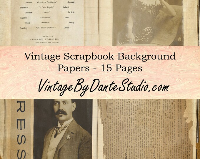Vintage Scrapbook Background Papers DIGITAL DOWNLOADS - 15 Pages From ...