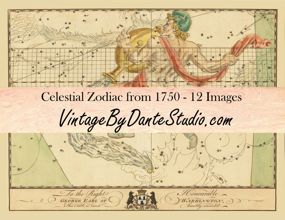 Zodiac Celestial Sky Maps Digital Downloads Virgo Taurus Scorpio ...