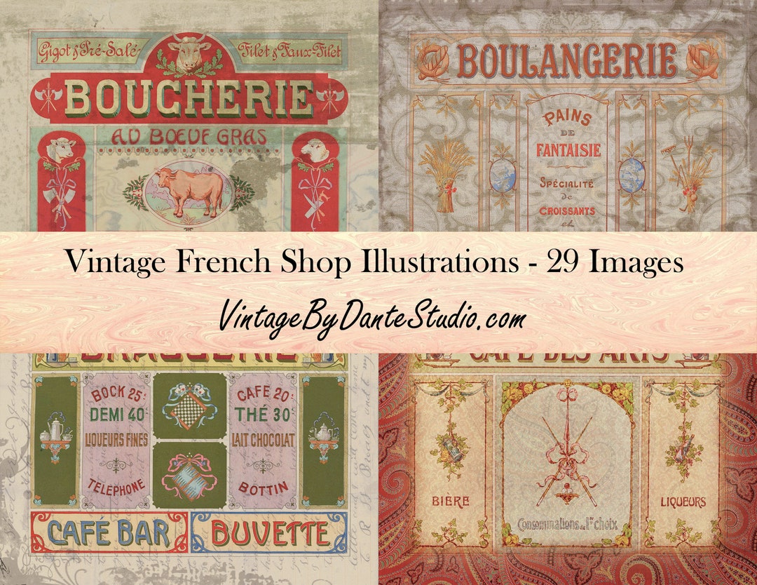 Vintage French Shop Illustrations 29 Images Digital Downloads Artful ...