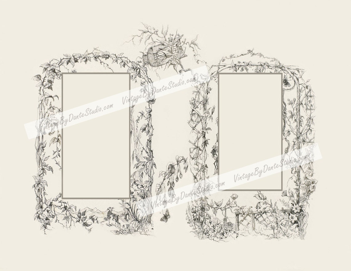 Royal Frames 20 Images DIGITAL DOWNLOADS Fine Detail India Ink Drawn ...