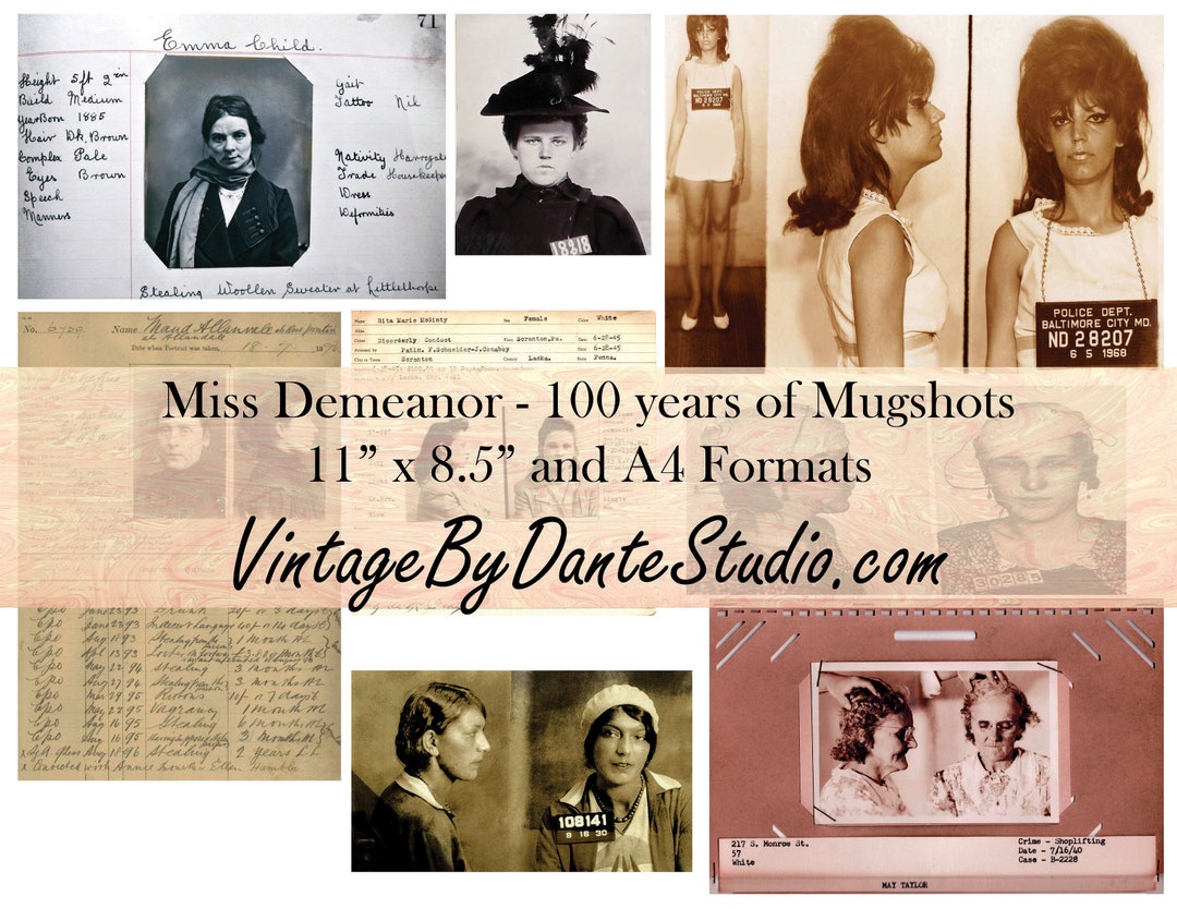 Miss Demeanor 100 Years of Mugshots DIGITAL DOWNLOADS - 12 Pages in 8.5 ...