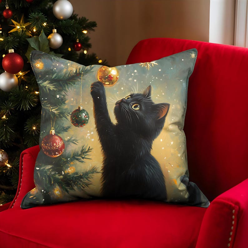 Cat Christmas Pillow