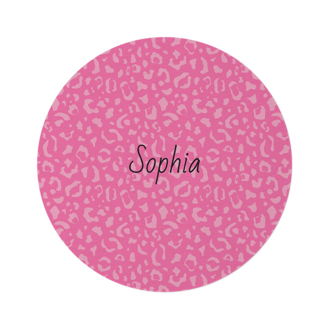 Hot Pink Leopard Print Rug Personalized Name Women Teens Girls ...