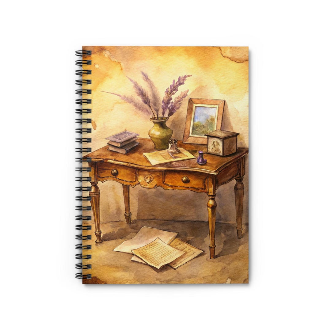 Shabby Chic Watercolor Vintage Writing Desk Journal Antique Style ...