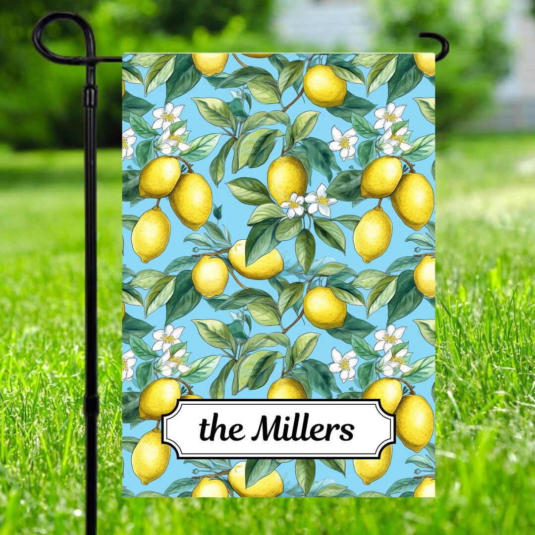 Turquoise Citrus Summer Garden Flag Personalized Lemon Home Decor ...