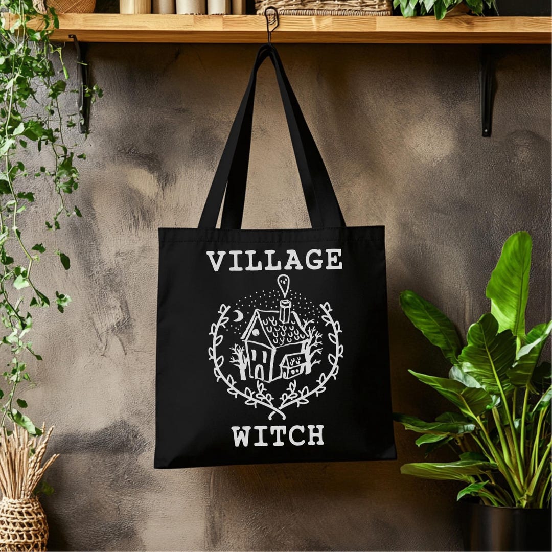 Village Witch Tote Bag Black Cotton Canvas Carryall - Etsy