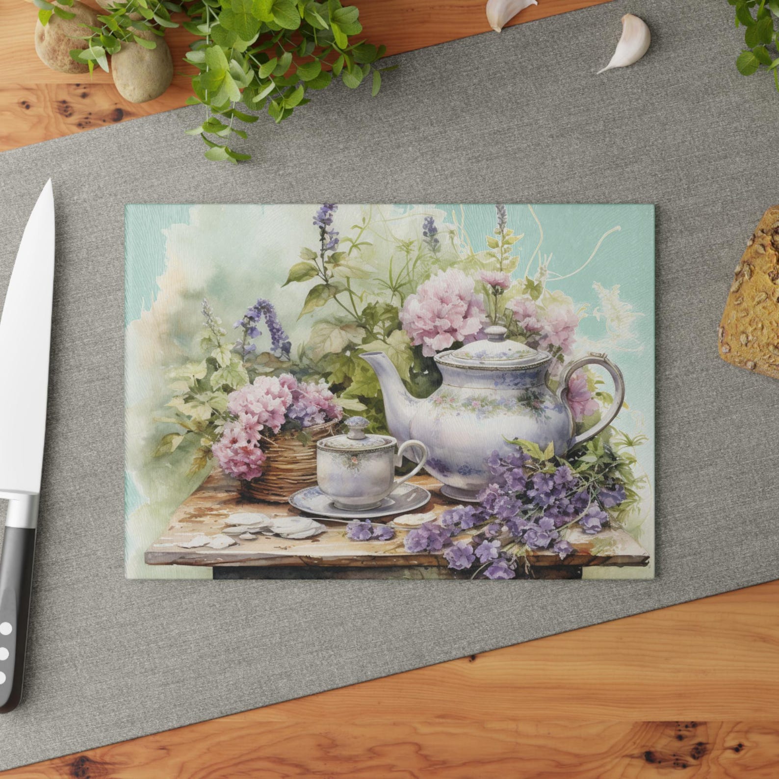 Cottagecore Floral Glass Cutting Board Spring Afternoon Tea Decor - Etsy