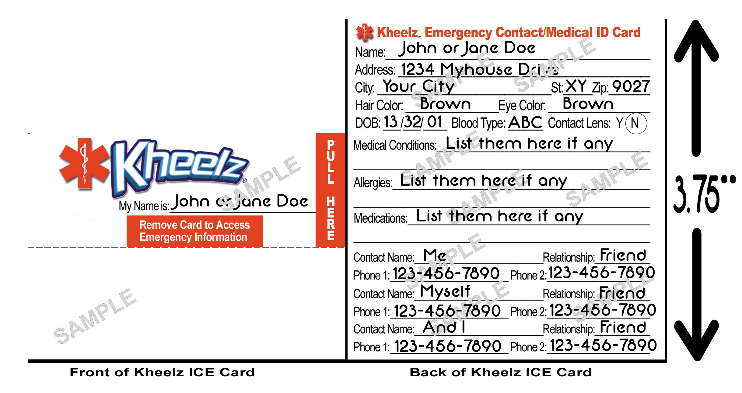 Special Needs Child ICE Card Medical Alert Jewelry in Case of Emergency ...