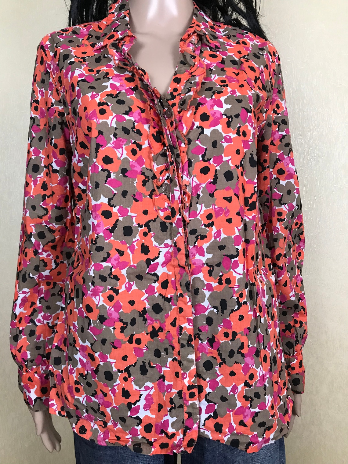 Women's Red Poppies Blouse by Charies Vogele 90s Vintage | Etsy