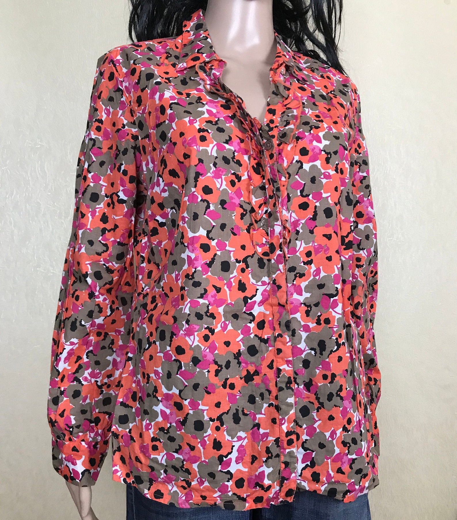 Women's Red Poppies Blouse by Charies Vogele 90s Vintage - Etsy