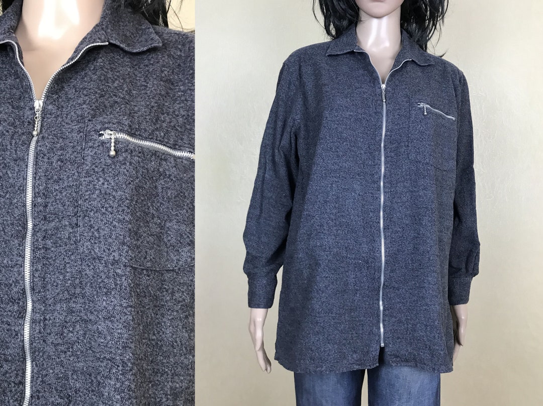 Gray Cotton Zippered Jacket Size XXL Long Jacket by Marco - Etsy