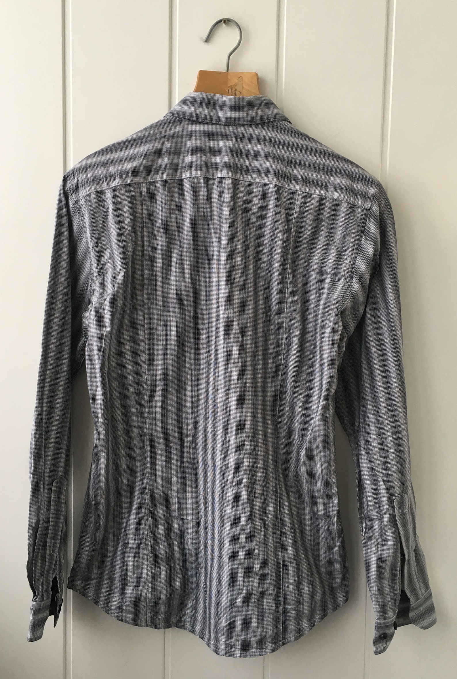 90s Mens Gray White Shirt Striped Gray Strip Shirt Etsy