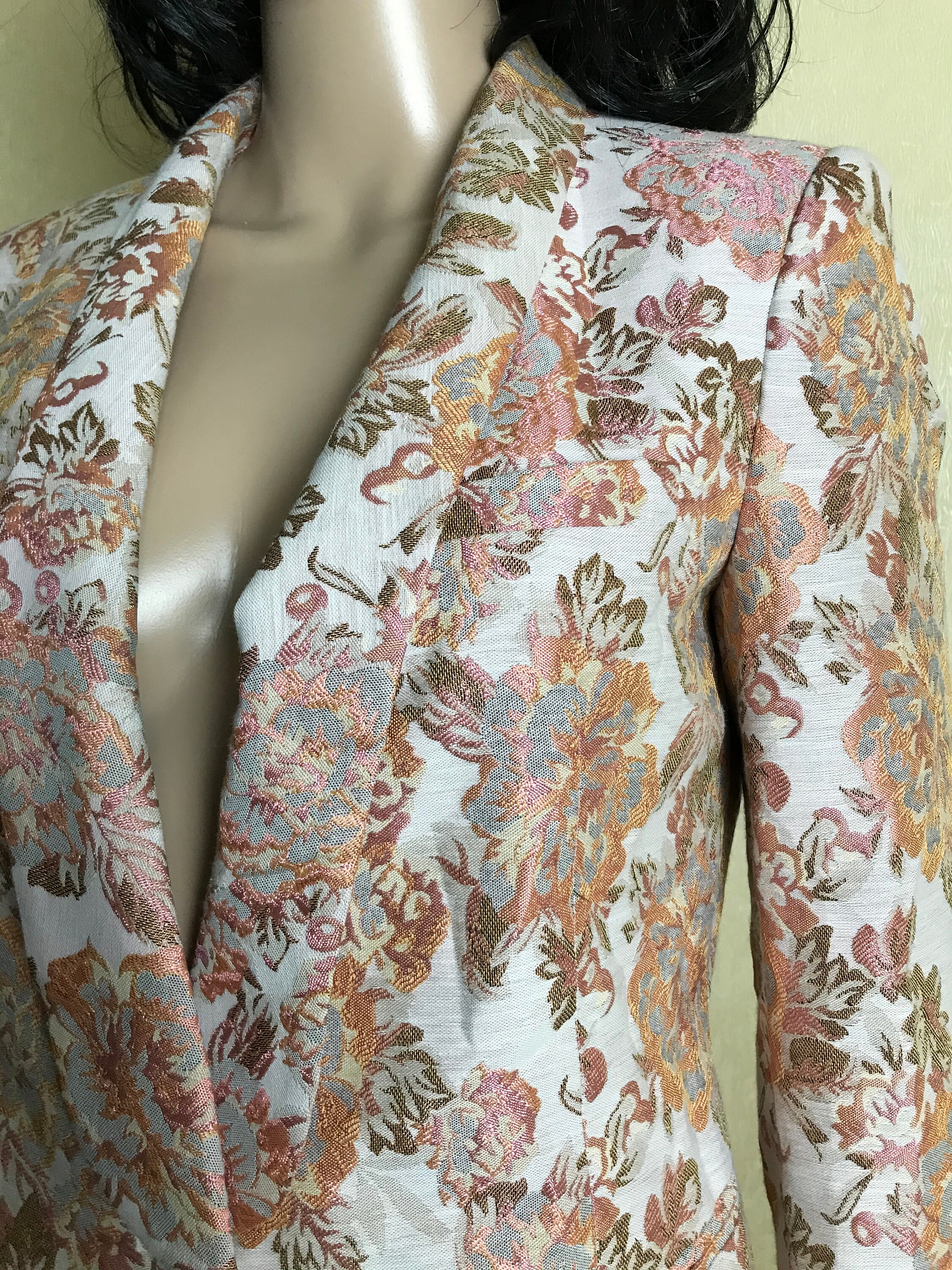 Floral Tuxedo by ZARA Boho Blazer with Flowers Womens Mod | Etsy