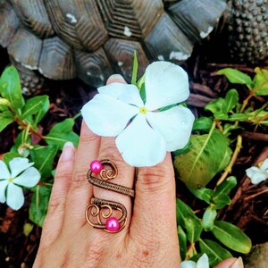Copper and Pink Wrapped Ring - Etsy