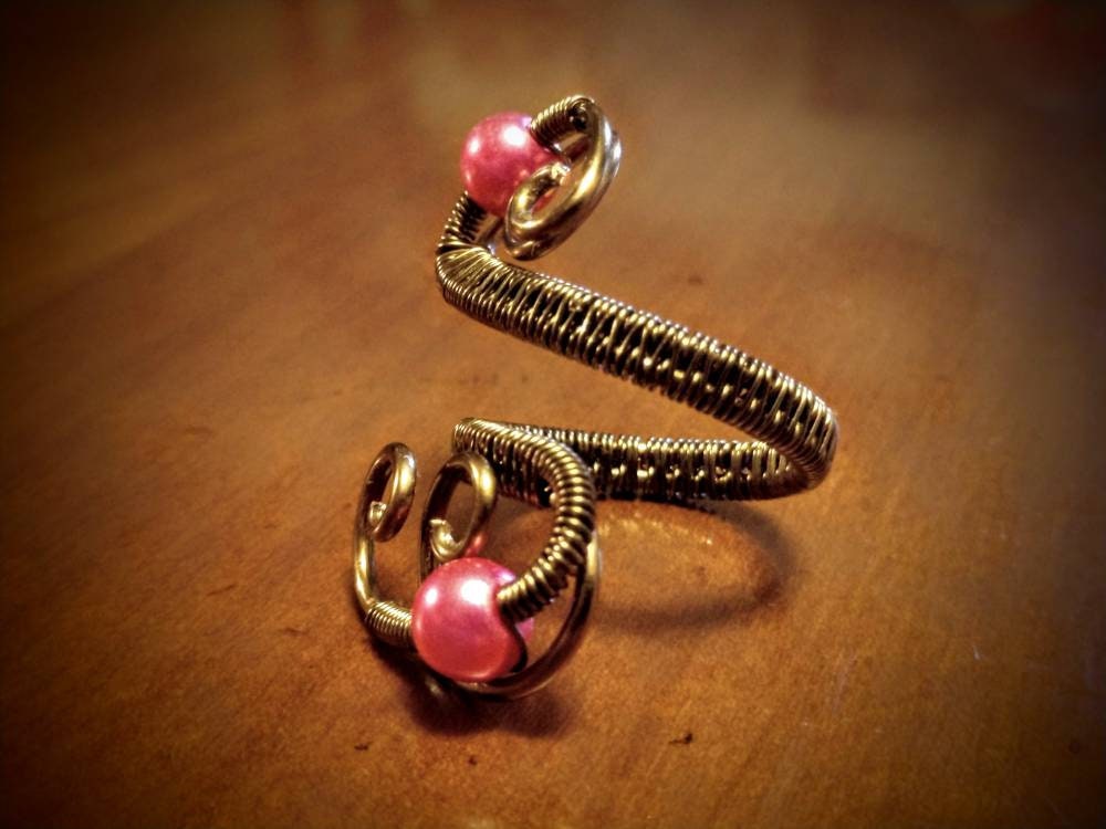 Copper and Pink Wrapped Ring | Etsy
