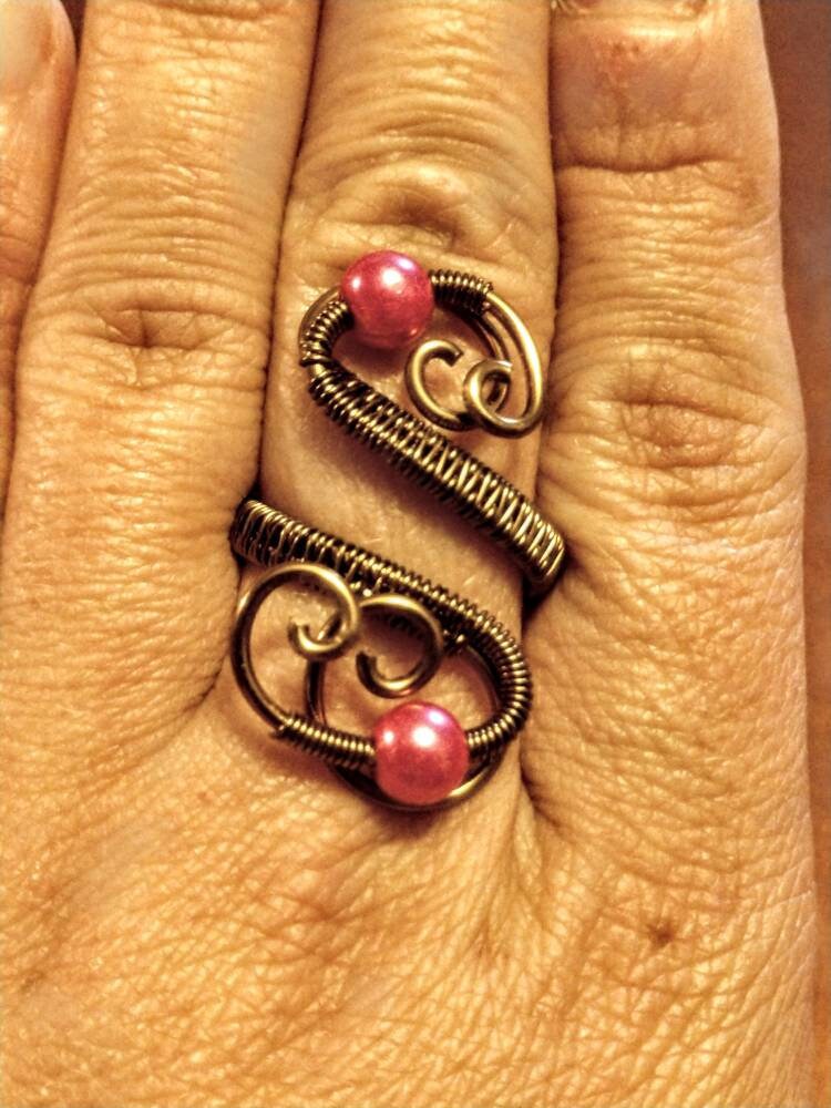 Copper and Pink Wrapped Ring | Etsy