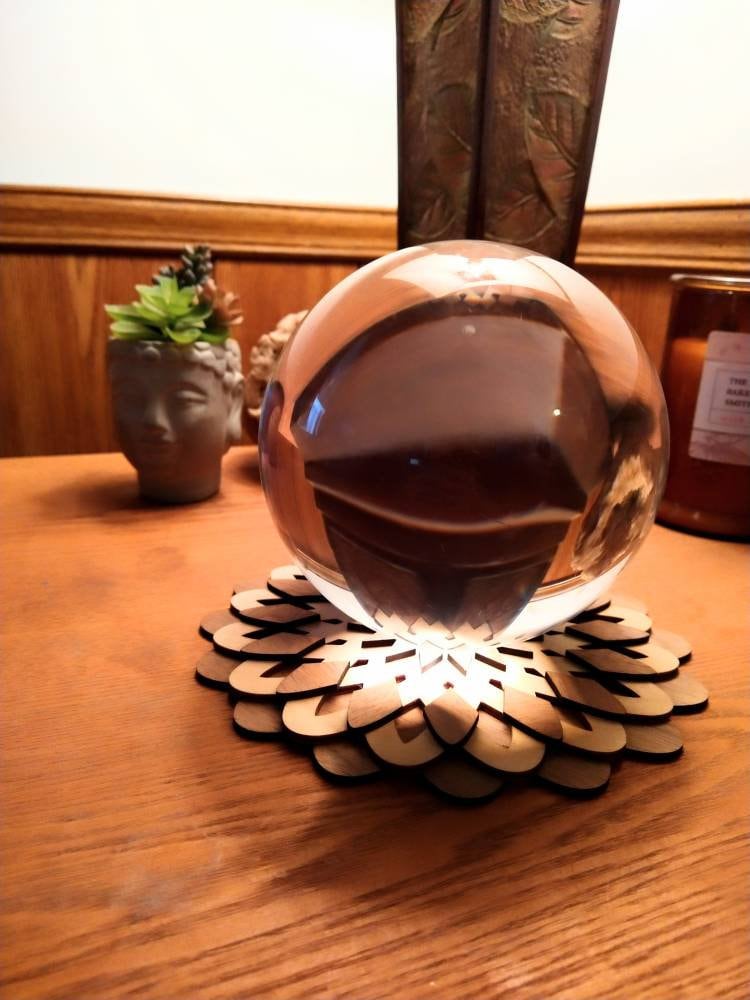 Sphere Stand Layered Wooden Sphere Stand Sacred Geometry | Etsy