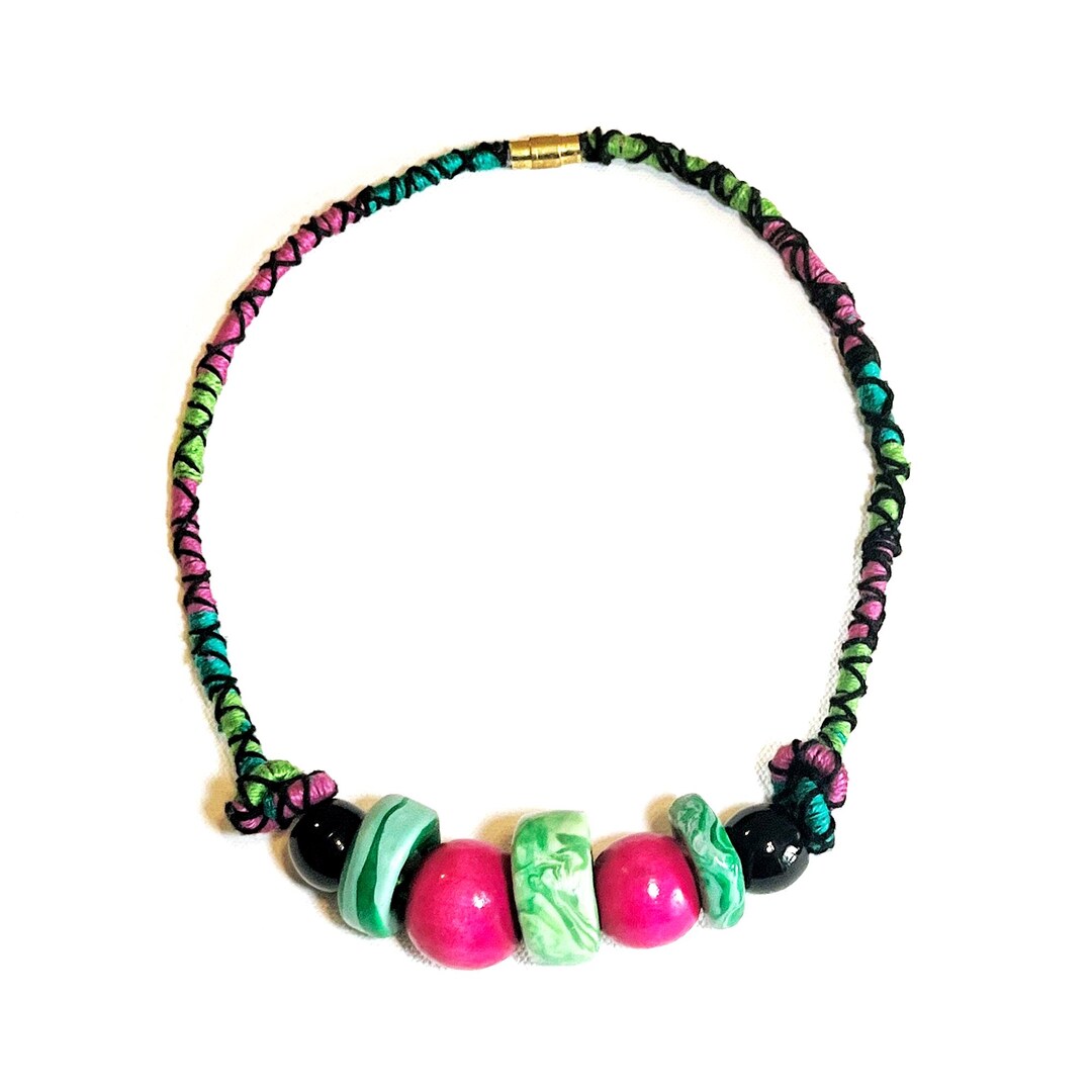 Chunky Beads Watermelon Threaded Necklace - Etsy