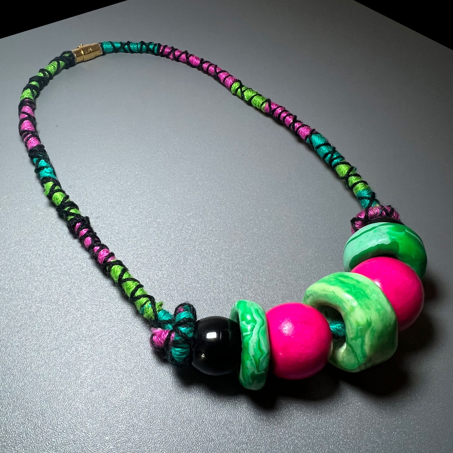 Chunky Beads Watermelon Threaded Necklace - Etsy
